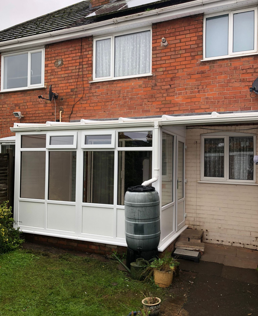 A beautiful practical lean to with an extended canopy. The conservatory ...