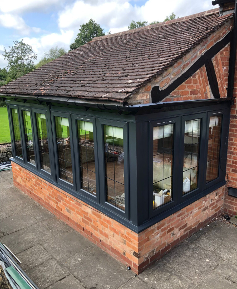 Anthracite grey Elegance windows with leaded glass, the new windows ...